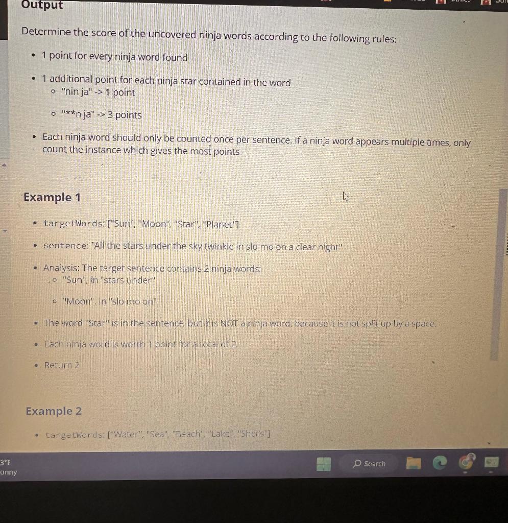Solved A ninja word is a word which hides in a sentence: it | Chegg.com