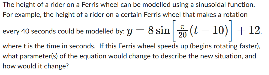 Solved The height of a rider on a Ferris wheel can be | Chegg.com