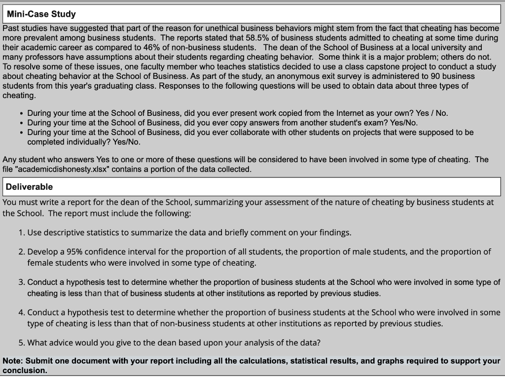 Mini-Case Study Past studies have suggested that part | Chegg.com