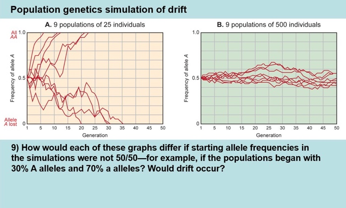 Population genetics simulation of drift 9) How would | Chegg.com