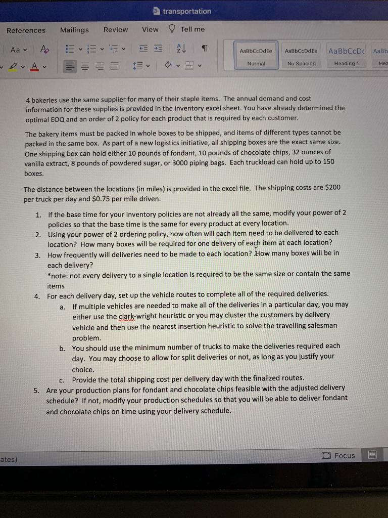 transportation References Mailings Review View Tell | Chegg.com