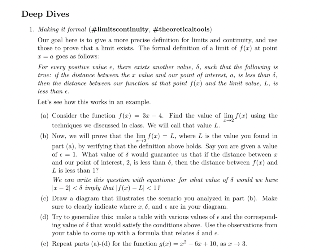 Solved Making it formal (\#limitscontinuity, | Chegg.com