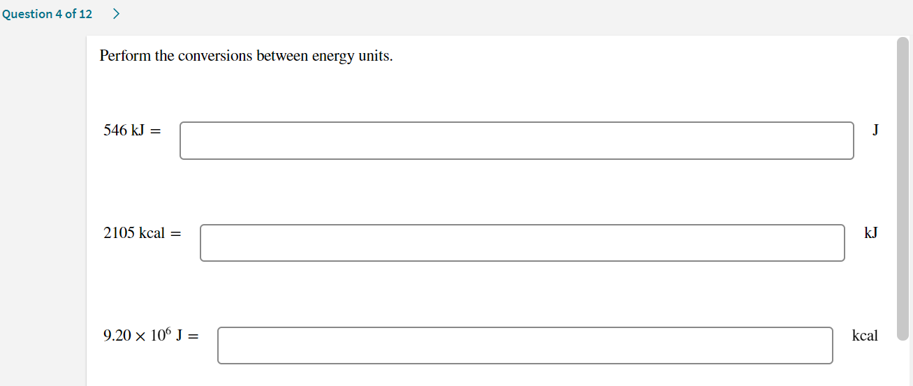 Solved Question 4 of 12 > Perform the conversions between | Chegg.com