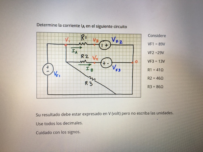 Solved Determine la corriente IA en el siguiente circuito | Chegg.com