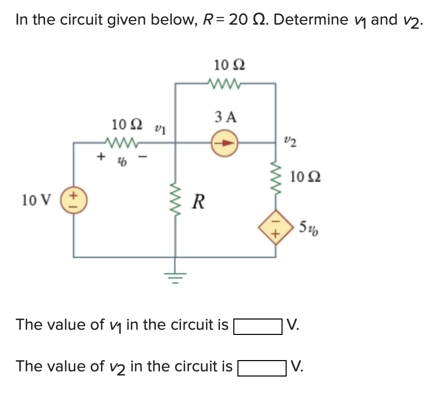 Solved In ﻿the circuit given below, R=20Ω. ﻿Determine v1 | Chegg.com