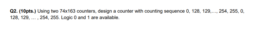 Solved Q2. (10pts.) Using two 74x163 counters, design a | Chegg.com