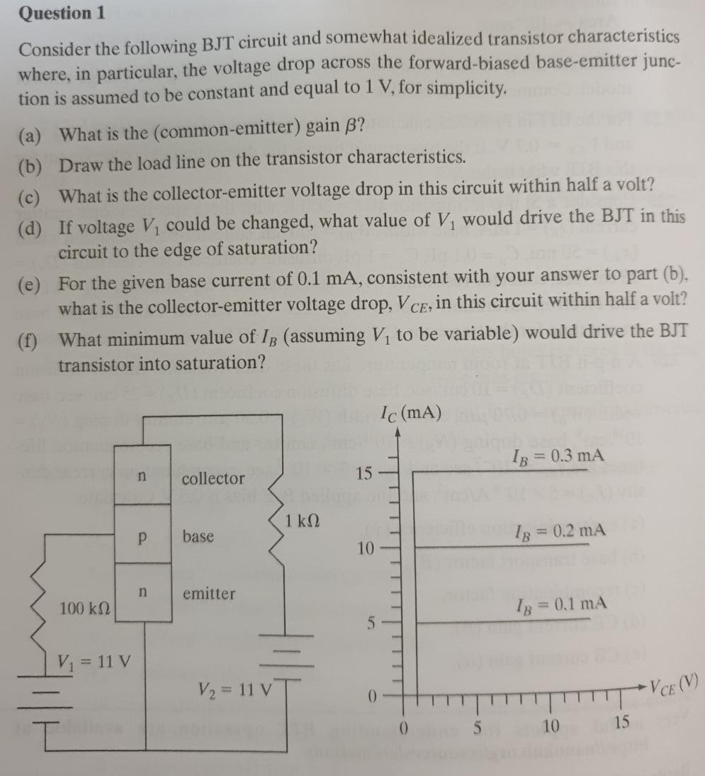 Solved Question 1 Consider the following BJT circuit and | Chegg.com