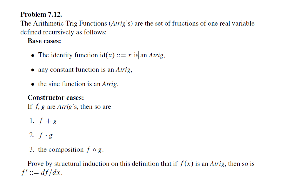 Solved Problem 7.12. The Arithmetic Trig Functions (Atrig's) | Chegg.com