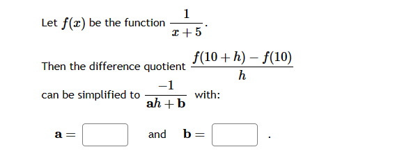 Solved Let f(x) be the function x+51. Then the difference | Chegg.com