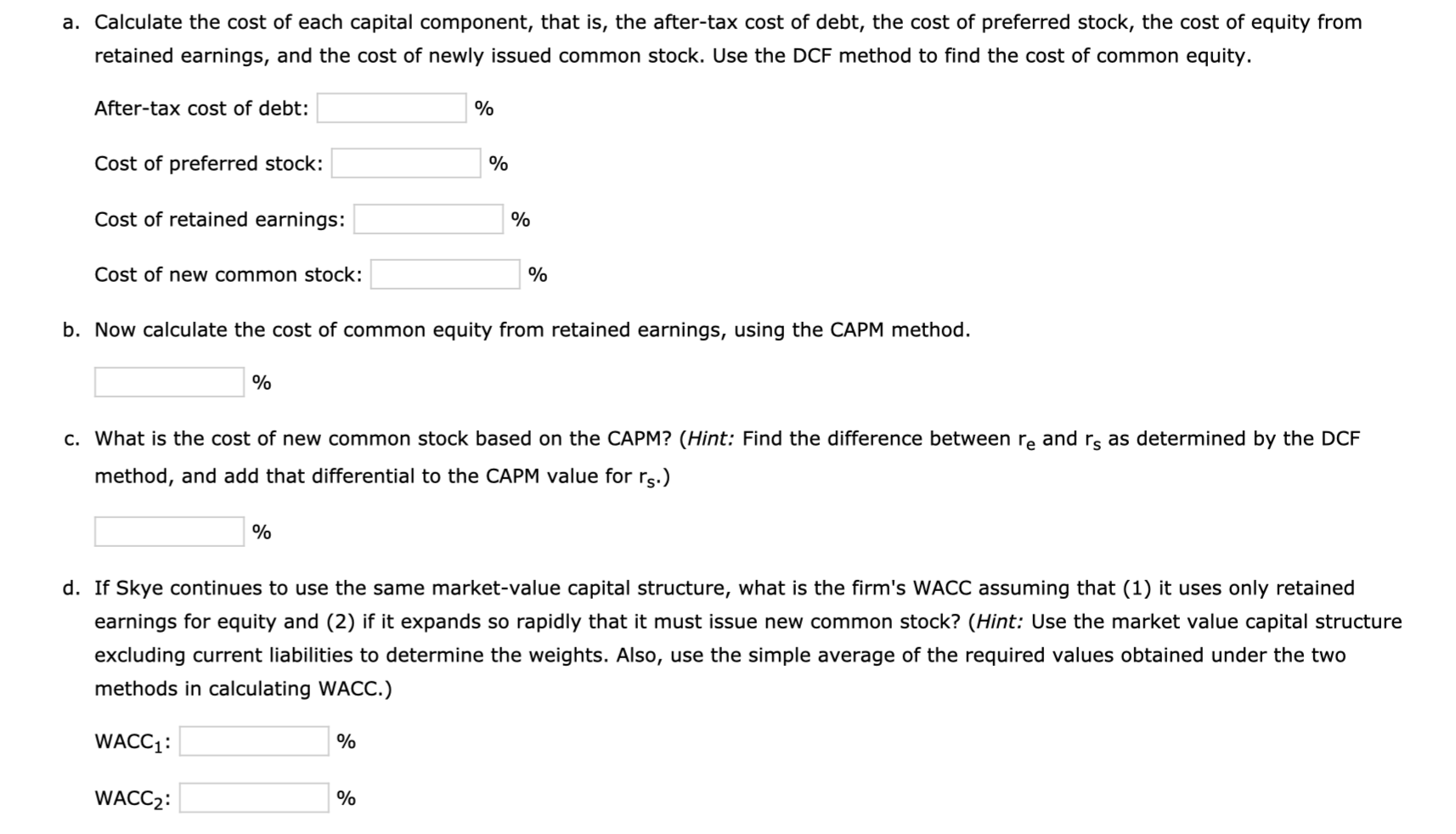 Solved Excel Activity: Calculating the WACC Here is the | Chegg.com