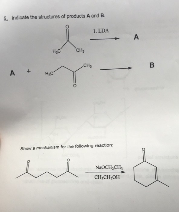 Solved 5 Indicate the structures of products A and B. 1. LDA | Chegg.com