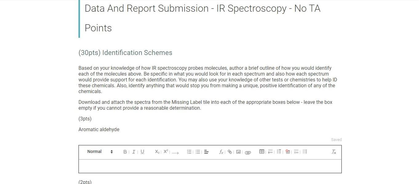 Data And Report Submission - IR Spectroscopy - No TA | Chegg.com