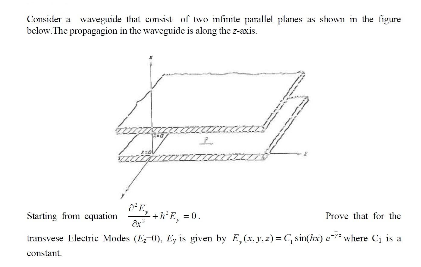 Solved Consider a waveguide that consist of two infinite | Chegg.com