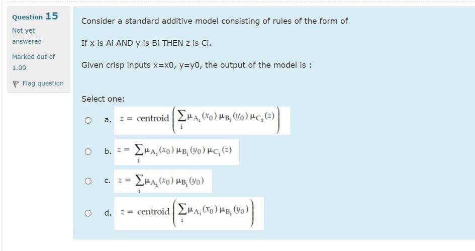 Solved Question 15 Consider a standard additive model | Chegg.com
