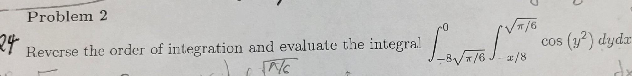 Solved Problem 2 Reverse the order of integration and | Chegg.com