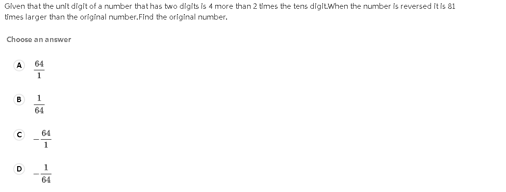 Solved Given that the unit digit of a number that has two | Chegg.com