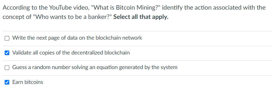 Solved According to the YouTube video, "What is Bitcoin | Chegg.com