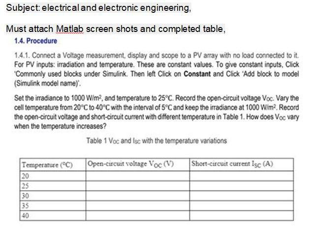 Subject: electrical and electronic engineering, Must | Chegg.com