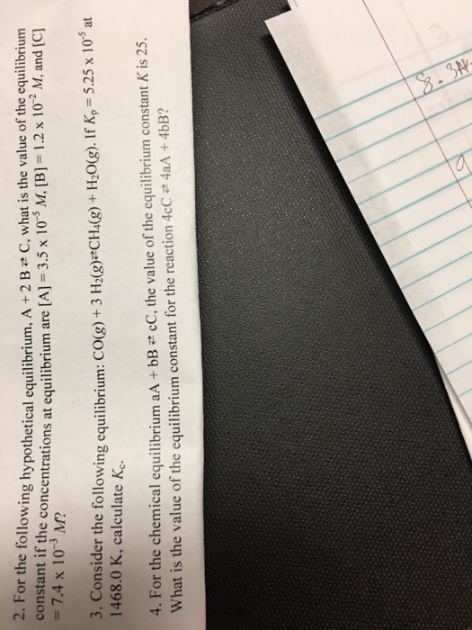 Solved 2. For the following hypothetical equilibrium A + 2 B | Chegg.com