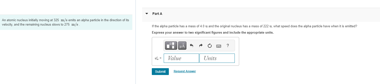 Solved An atomic nucleus initially moving at 325 m/s emits | Chegg.com