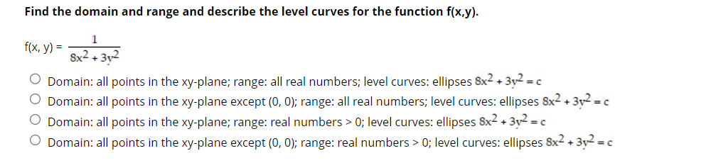 Solved Find the domain and range and describe the level | Chegg.com