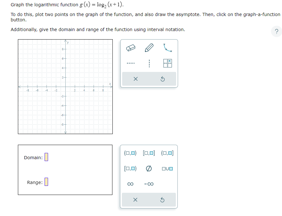 Solved Graph the logarithmic function g(x)=log2(x+1). To do | Chegg.com