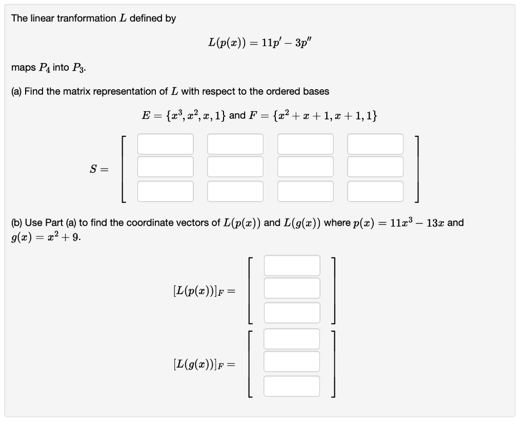 Solved The linear tranformation L defined by | Chegg.com