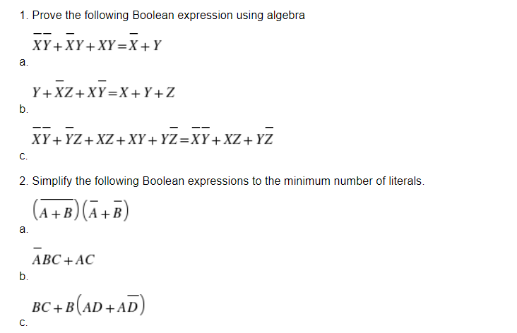 Solved 1. Prove the following Boolean expression using | Chegg.com