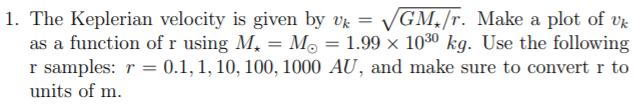 Solved 1. The Keplerian velocity is given by Uk = GM,/r. | Chegg.com