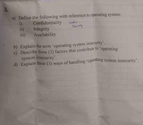 Solved 3. a) Define the following with reference to | Chegg.com