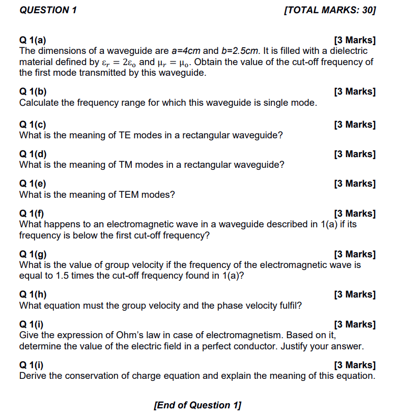 Solved QUESTION 1 [TOTAL MARKS: 30] Q 1(a) [3 Marks] The | Chegg.com