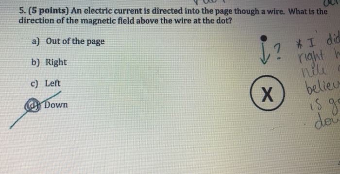 Solved An electric current is directed into a page through a | Chegg.com