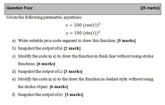 Solved Question Four [25 marks] Given the following | Chegg.com