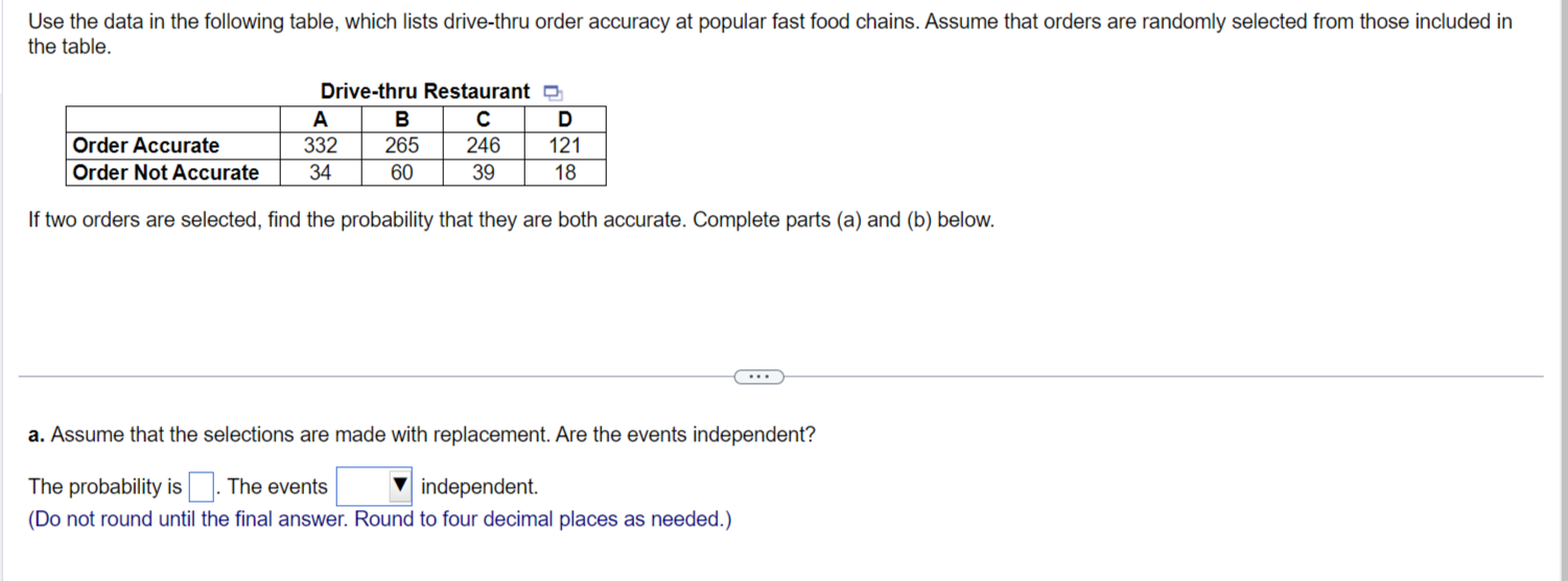 Solved Use the data in the following table, which lists | Chegg.com