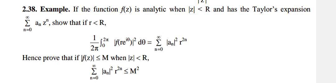 Solved 2 38 Example If The Function F Z Is Analytic When