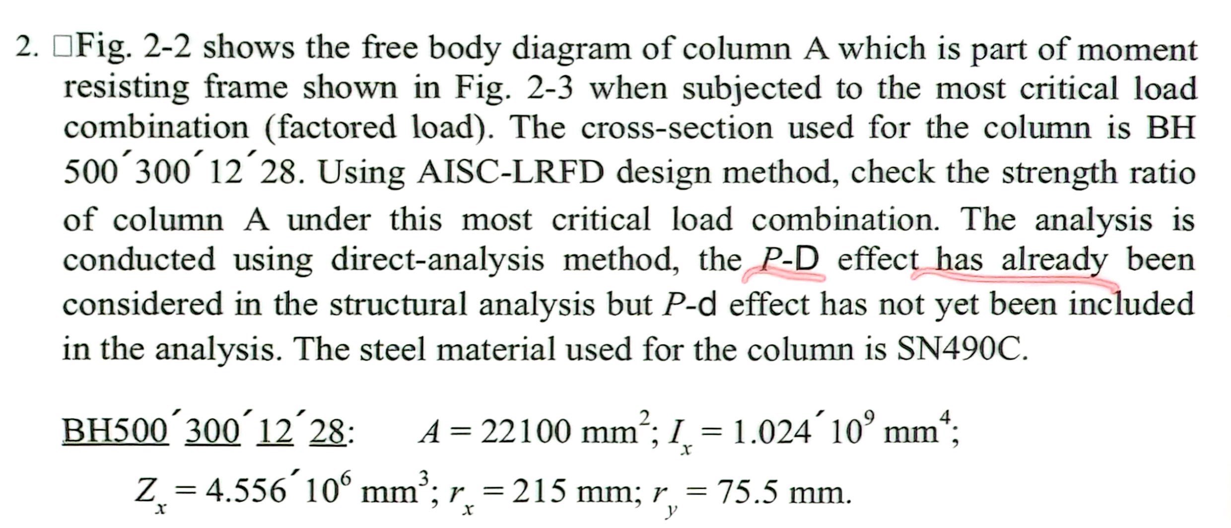 Solved 2. Fig. 2-2 shows the free body diagram of column A | Chegg.com