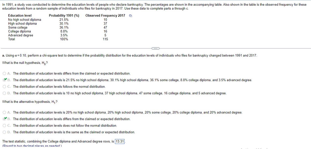 Solved education levels from a random sample of individuals | Chegg.com