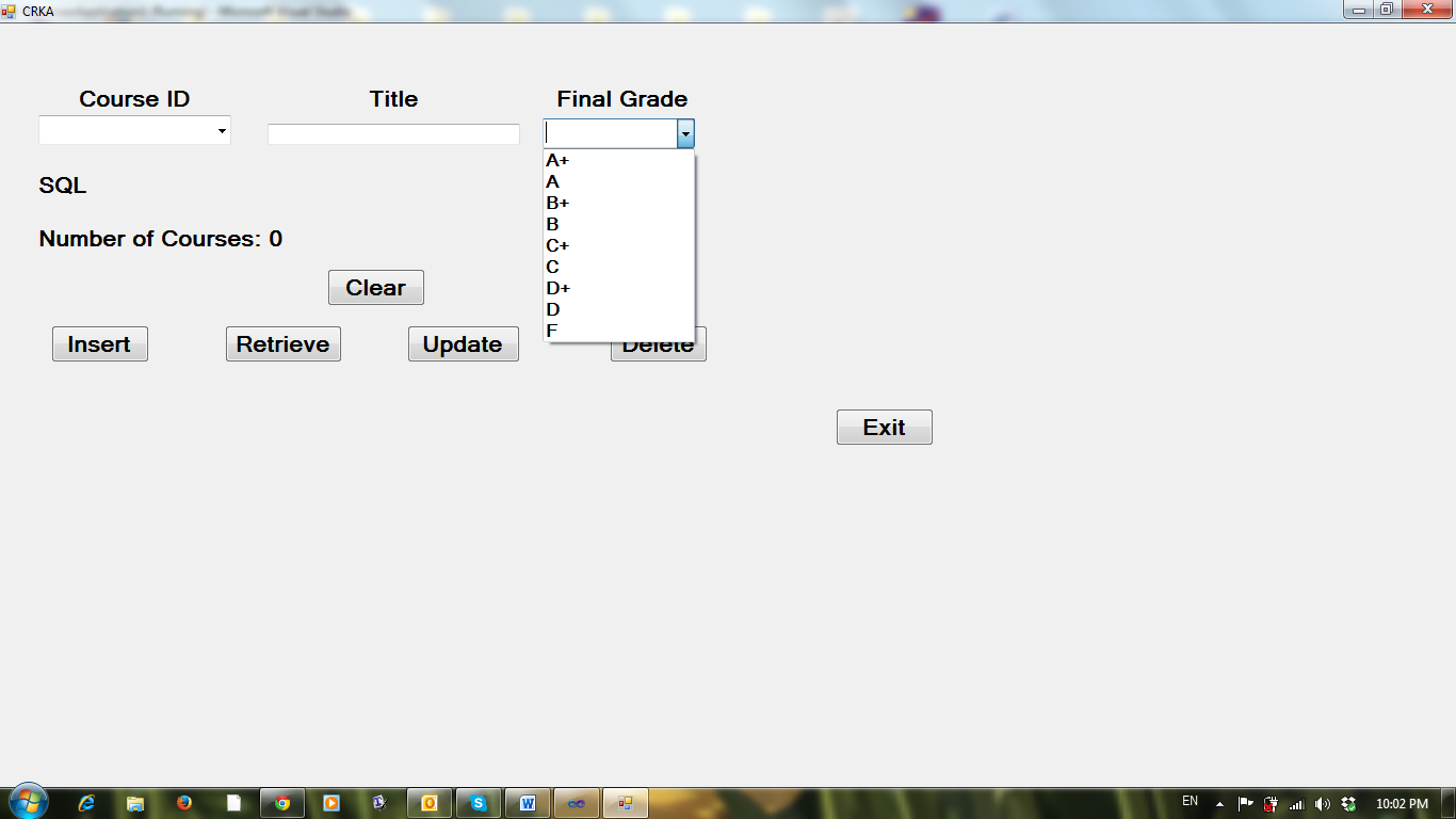 Using Visual Basic, develop a Course Record Keeping | Chegg.com