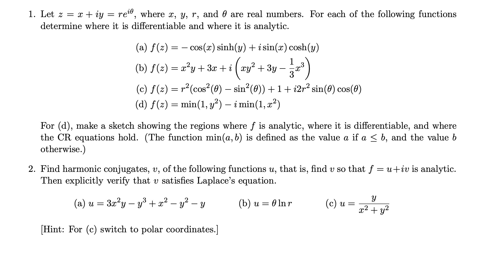 Solved Let z=x+iy=reiθ, ﻿where x,y,r, ﻿and θ ﻿are real | Chegg.com