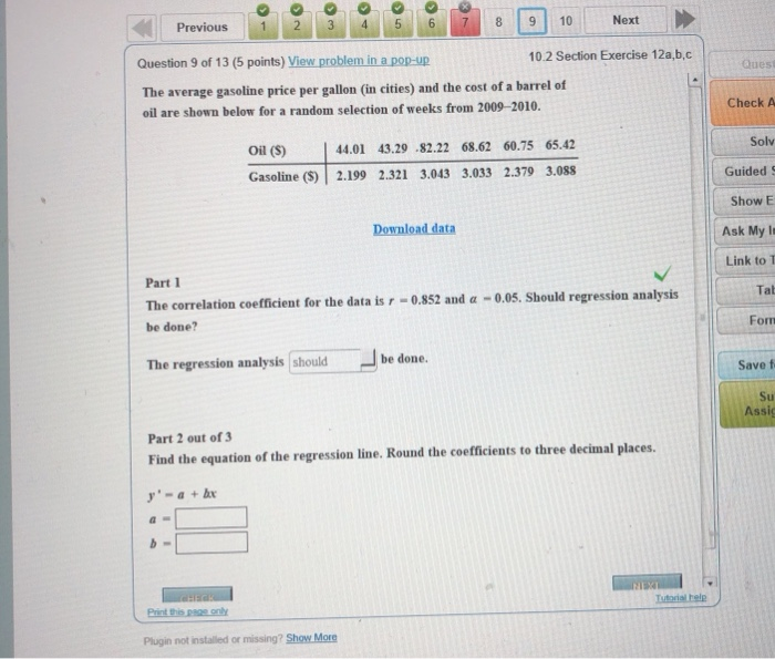 Solved Find the equation of the regression line. Round the | Chegg.com
