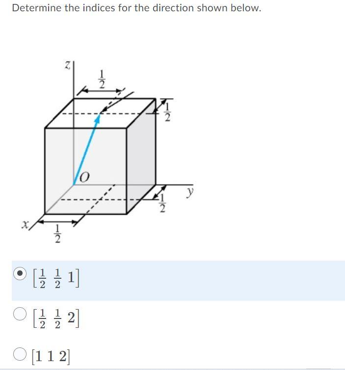 Solved Determine the indices for the direction shown below. | Chegg.com