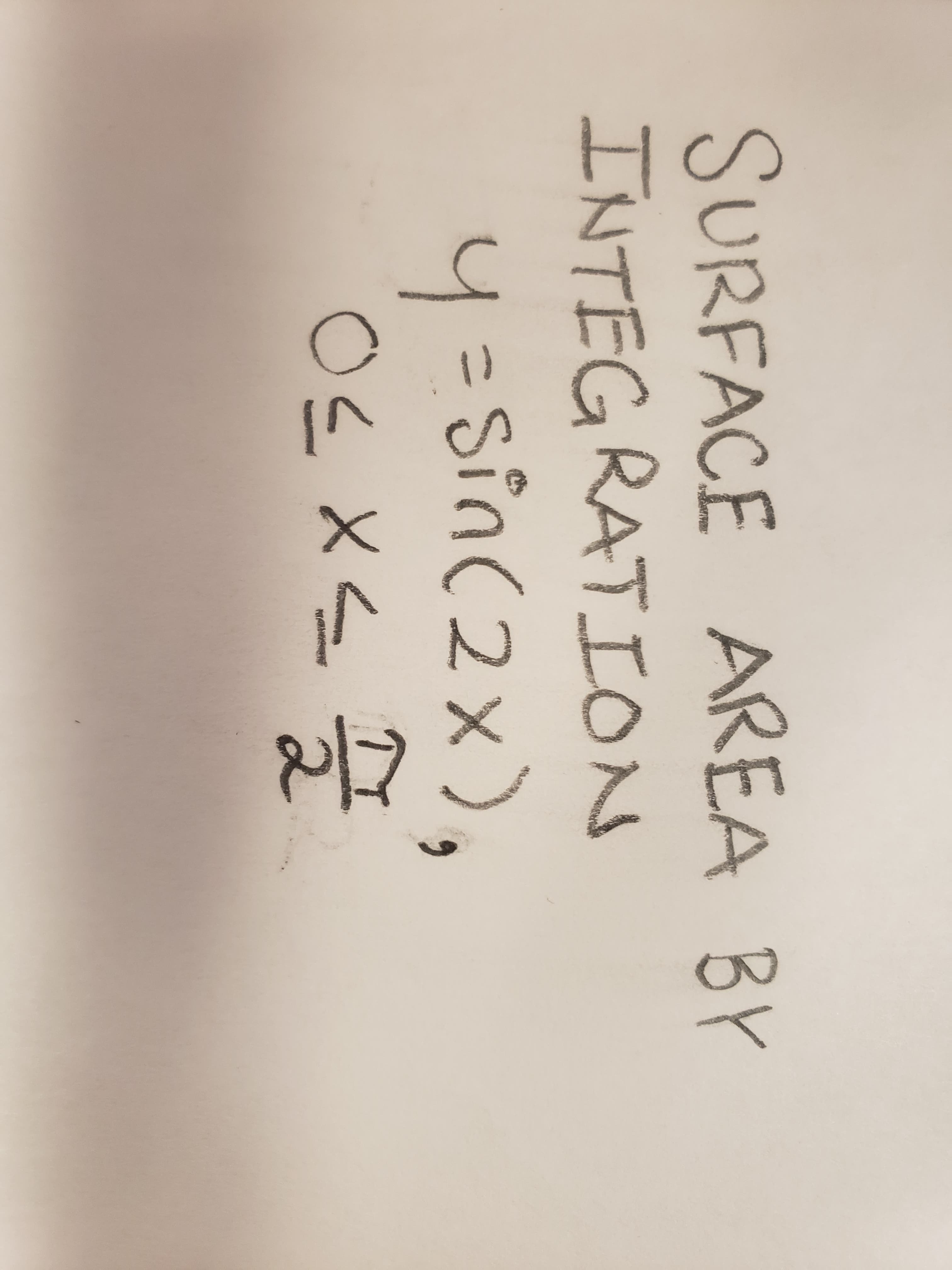 Solved SURFACE AREA BY INTEGRATION y = sin(2x), OS X