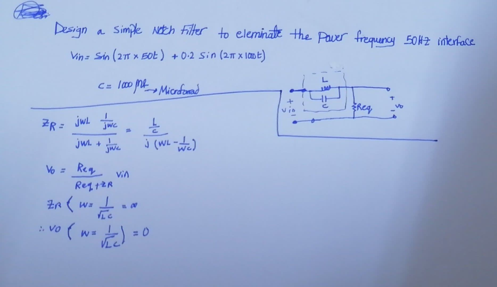 Solved Design simple Notch Filter to eleminate the power | Chegg.com