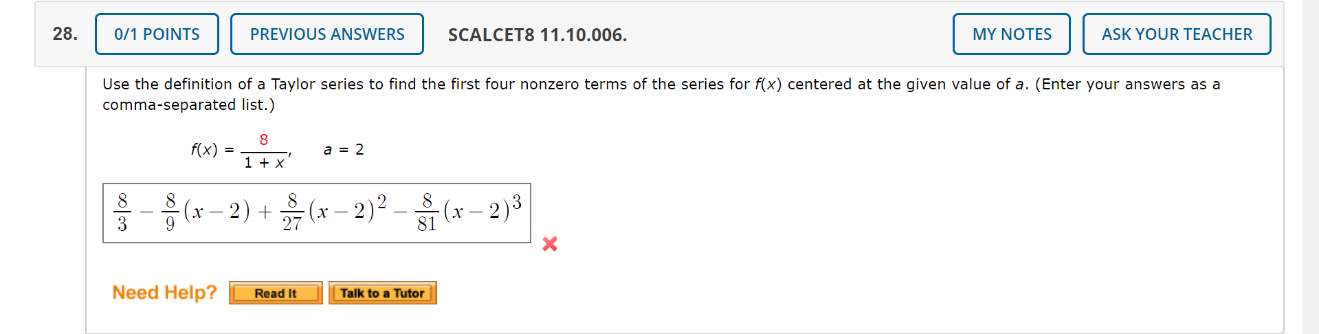 Solved 28. 0/1 POINTS PREVIOUS ANSWERS SCALCET8 11.10.006. | Chegg.com