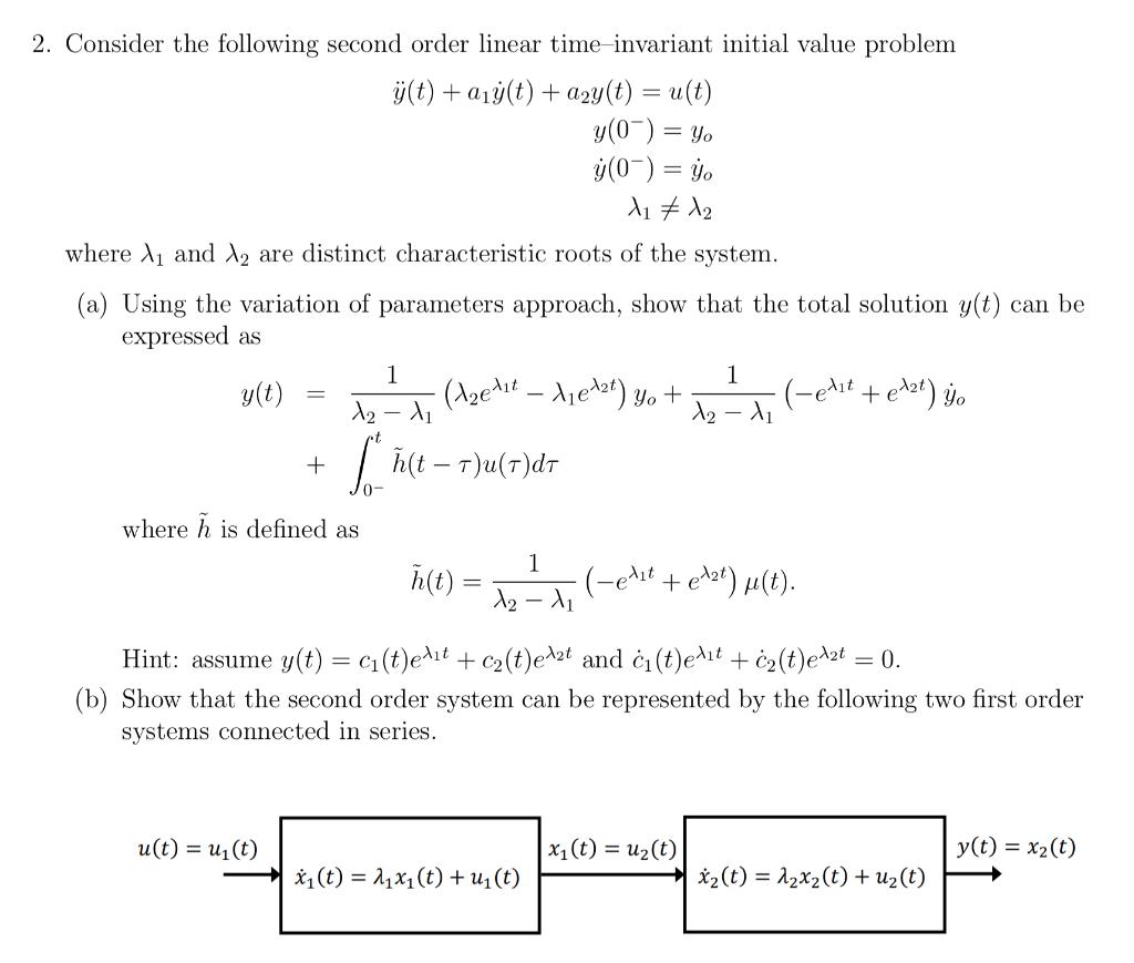 2 Consider The Following Second Order Linear