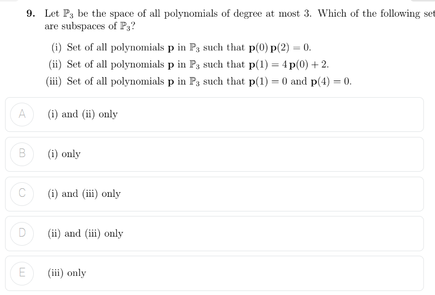 Solved 9. Let P3 be the space of all polynomials of degree | Chegg.com