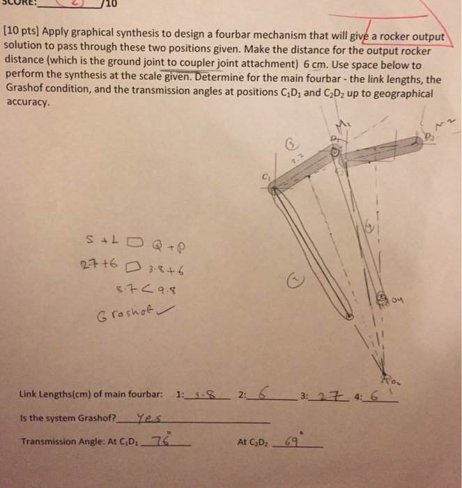 Solved Apply graphical synthesis to design a fourbar | Chegg.com