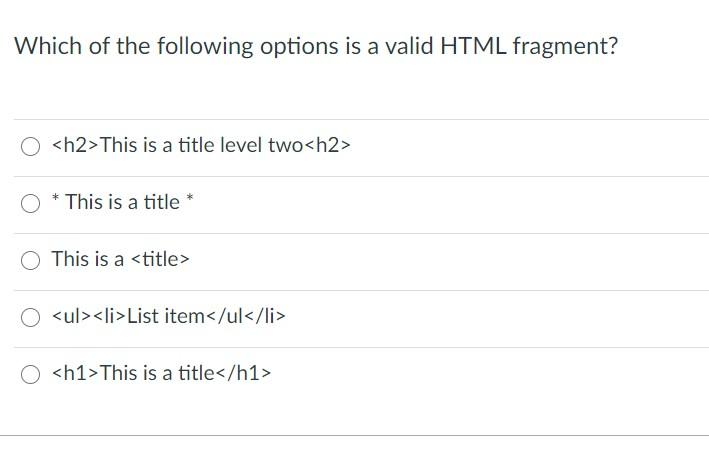 Solved Which of the following options is a valid HTML | Chegg.com