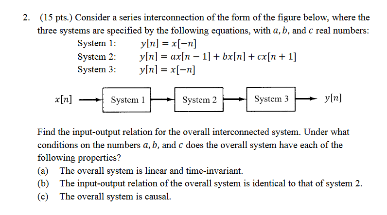 Solved 2. (15 pts.) Consider a series interconnection of the | Chegg.com