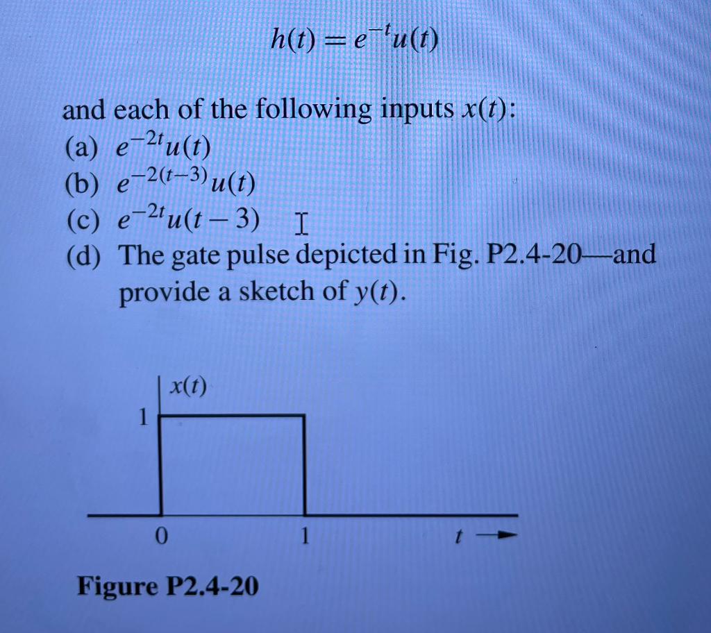 Solved Find the systems zero state response y(t) using the | Chegg.com